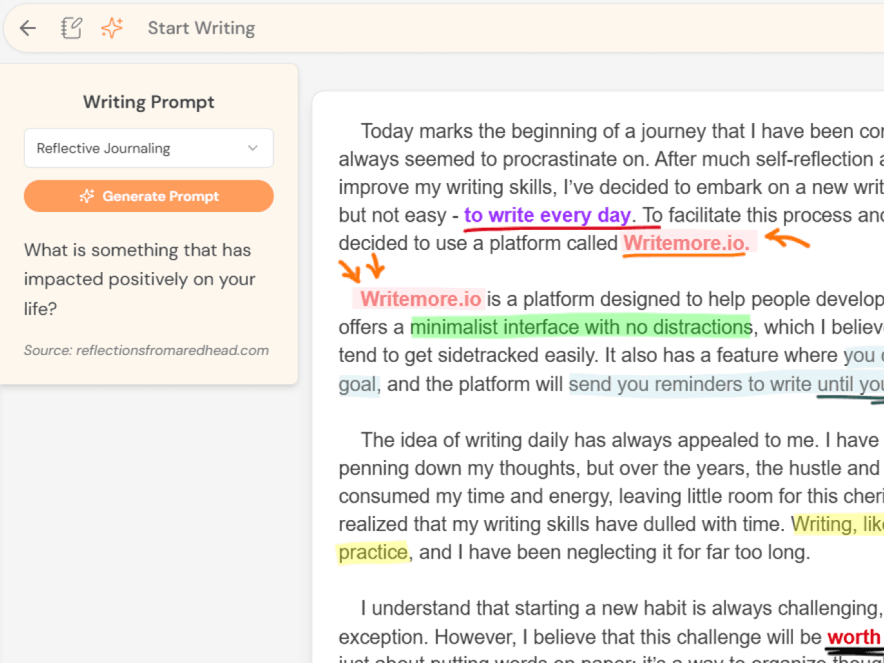 WriteMore | Online Freewriting Journal